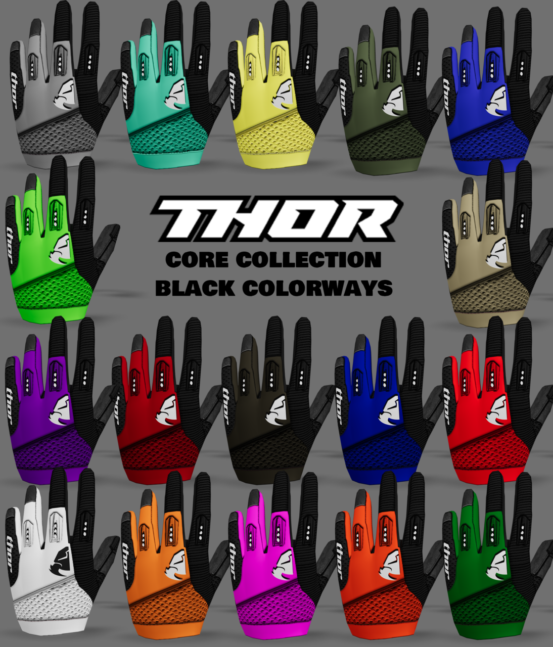 THOR BLACK COLORWAY GLOVE PACK – MXB-Mods.com