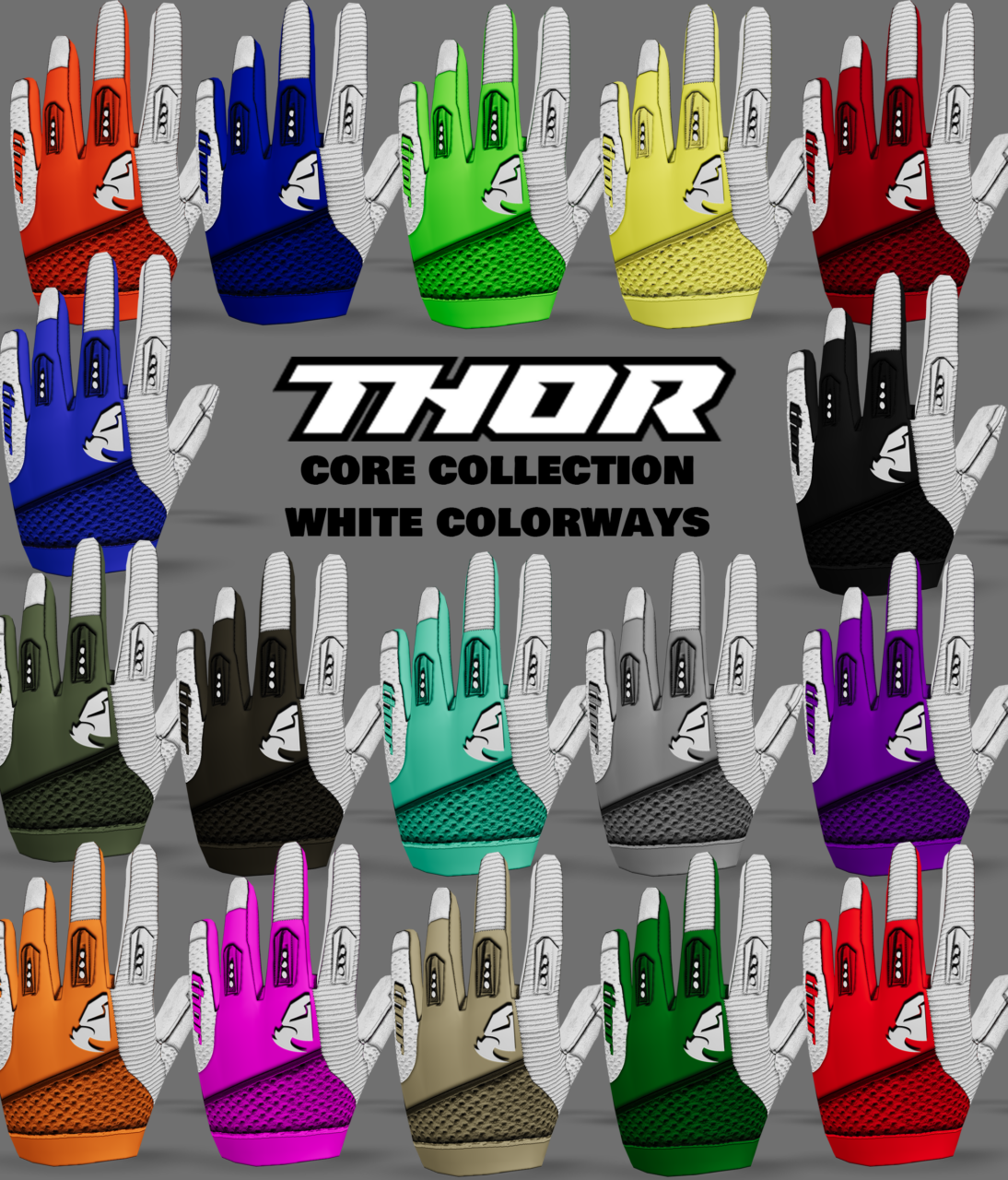 THOR GLOVES WHITE COLOR PACK – MXB-Mods.com