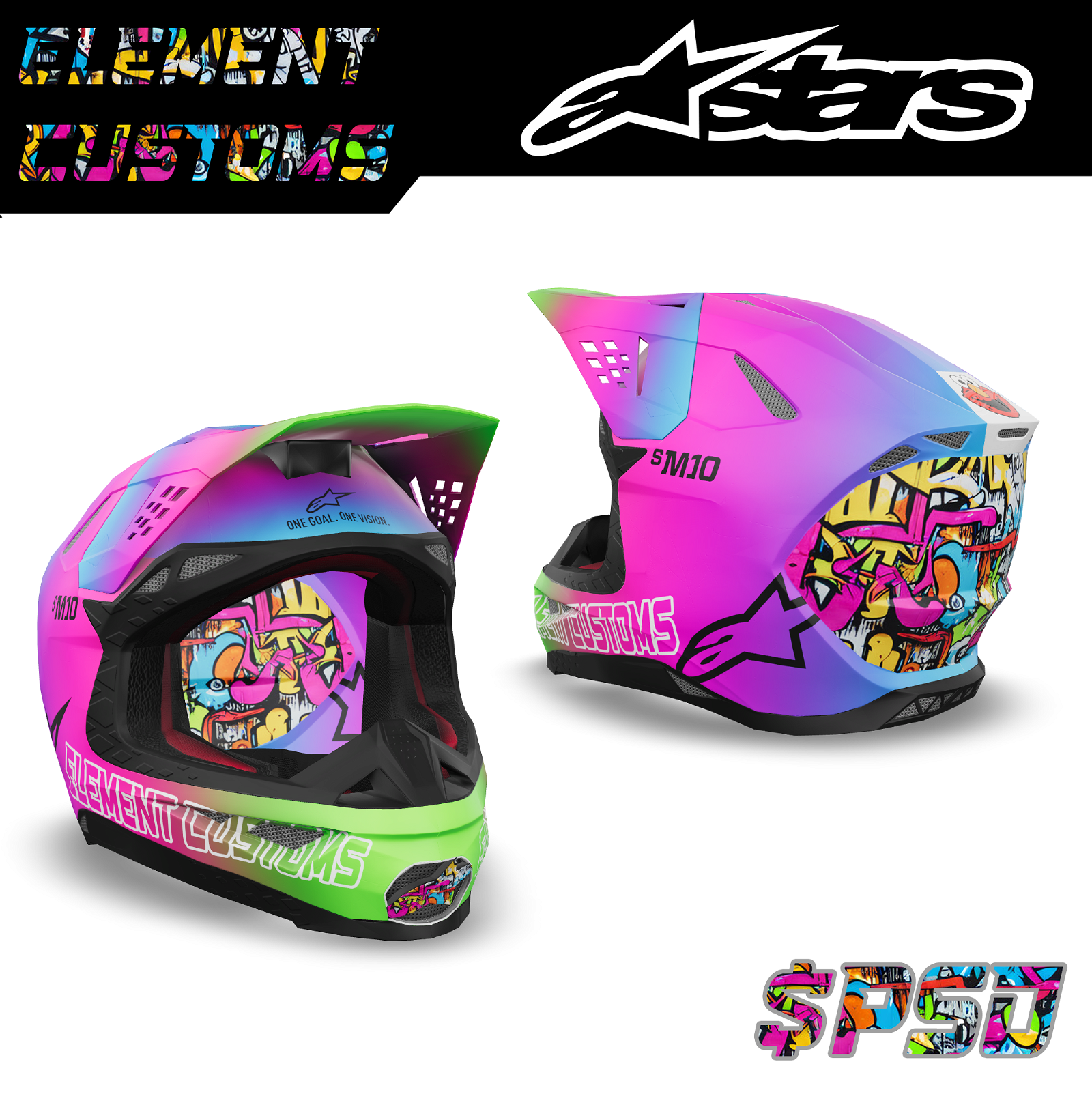 ’24 Pink graffiti Astars Helmet – MXB-Mods.com
