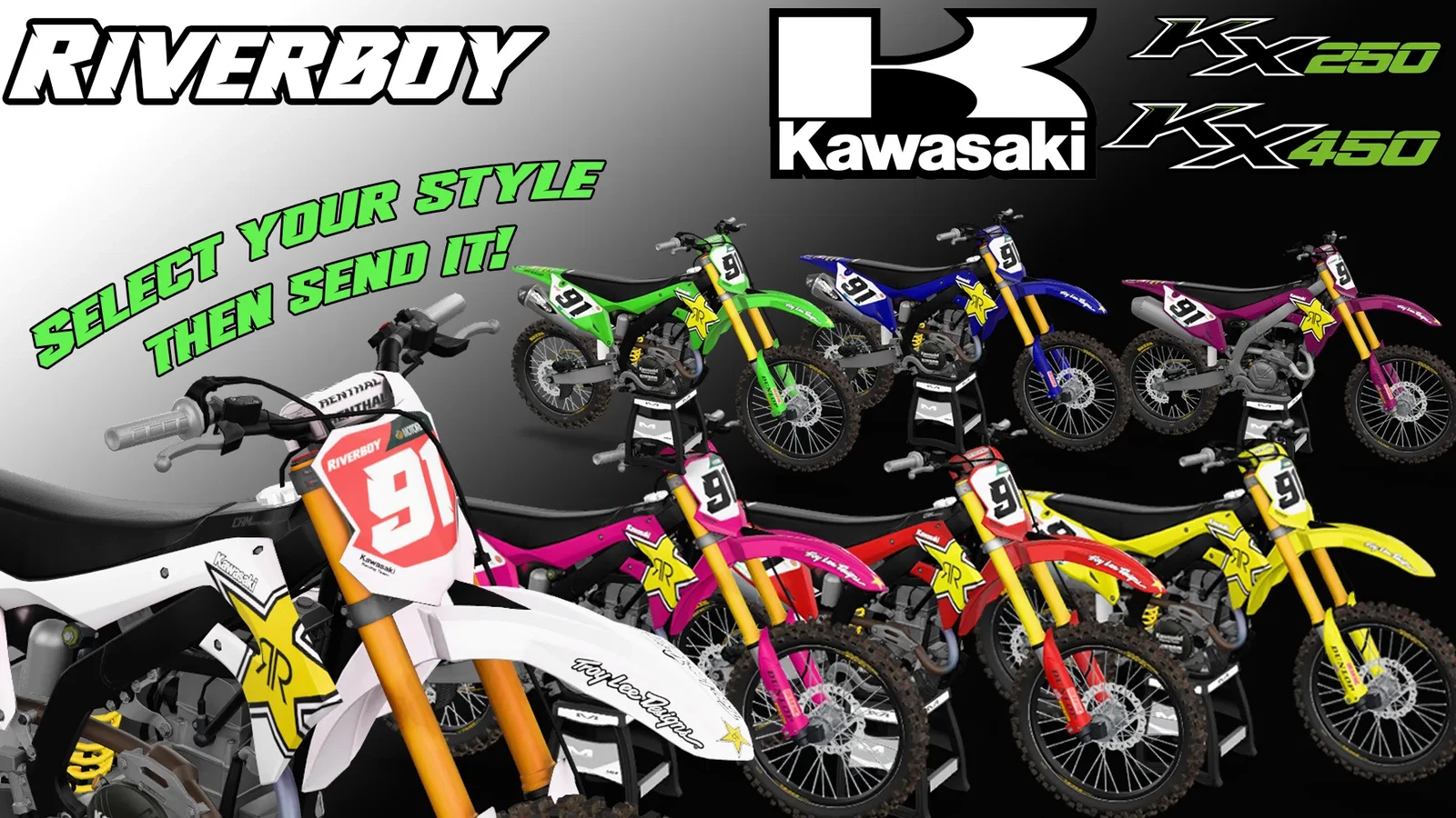 Kawasaki. Send it! Multicolor-pack! – MXB-Mods.com